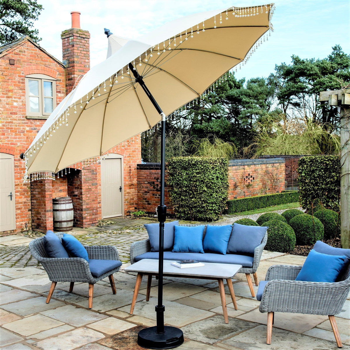 Norfolk Leisure Carrousel Beaded Garden Parasol Umbrella – Clara Shade ...
