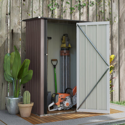 Outsunny 5ft x 3ft Metal Garden Shed - Dark Grey, Green or Brown ...