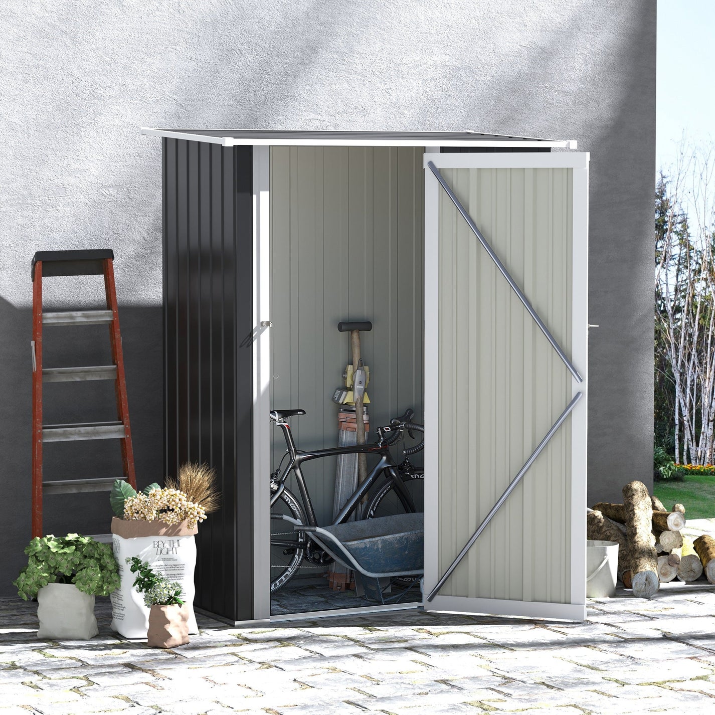 Outsunny 5ft x 3ft Metal Garden Shed - Dark Grey, Green or Brown ...