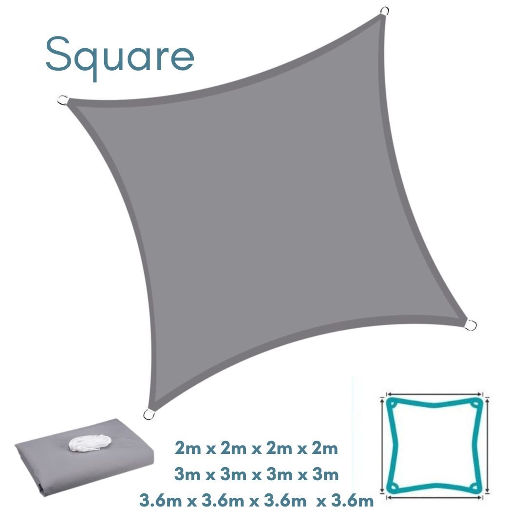 Square Grey - Sun Shade Sail - Water Resistant UV – Clara Shade Sails